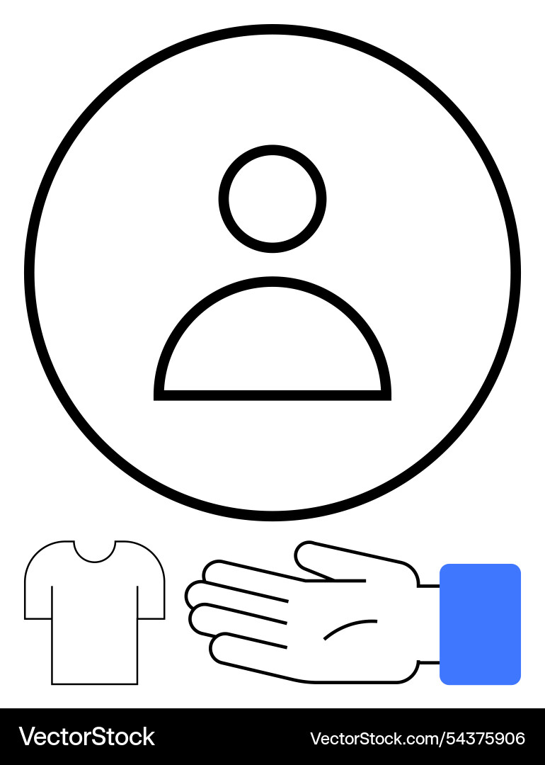 Minimalist user profile icon with t-shirt and Vector Image