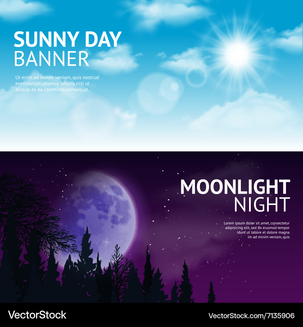Night and day banner set Royalty Free Vector Image