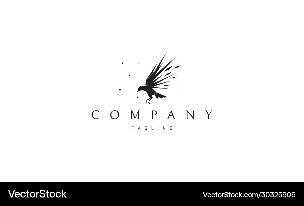 Raven Wing Logo - Abstract Bird Emblem Royalty Free Vector