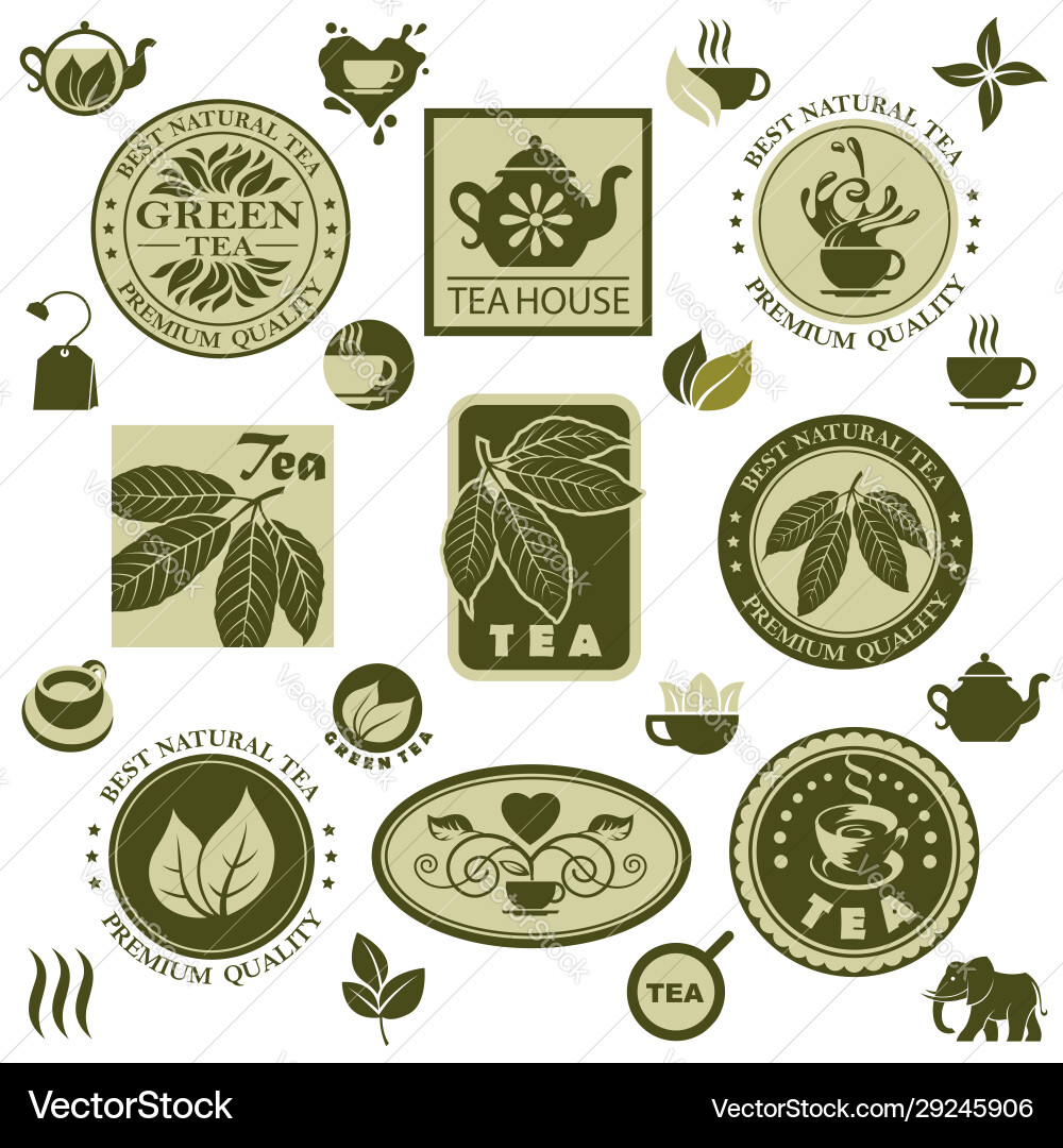 Tea labels set Royalty Free Vector Image - VectorStock