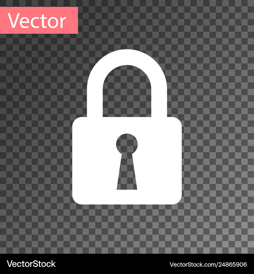 White lock icon isolated on transparent background