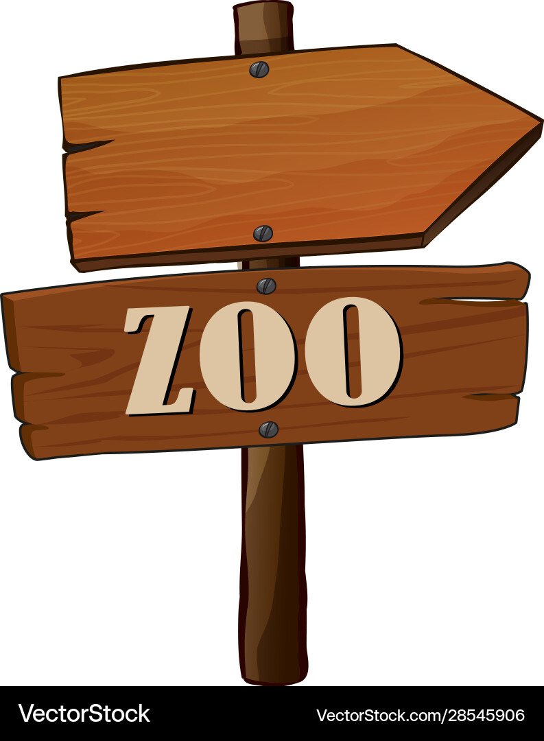 Wooden sign zoo on white background Royalty Free Vector