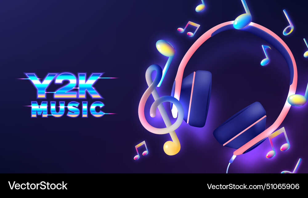 Y2k music background banner Royalty Free Vector Image