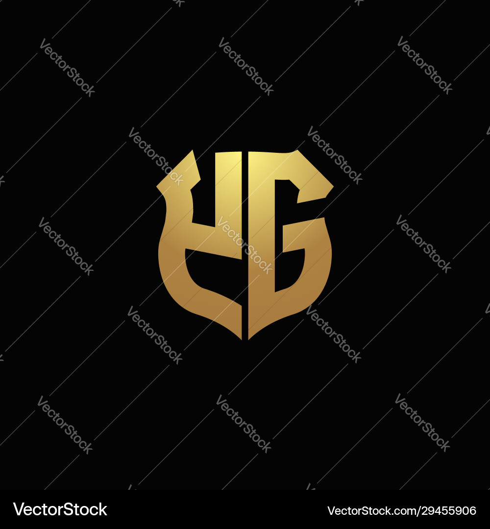 Yg logo monogram with gold colors and shield Vector Image