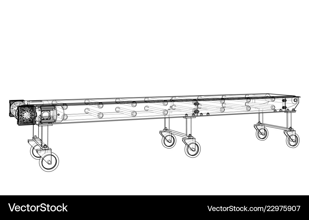 3d outline conveyor belt rendering of Royalty Free Vector