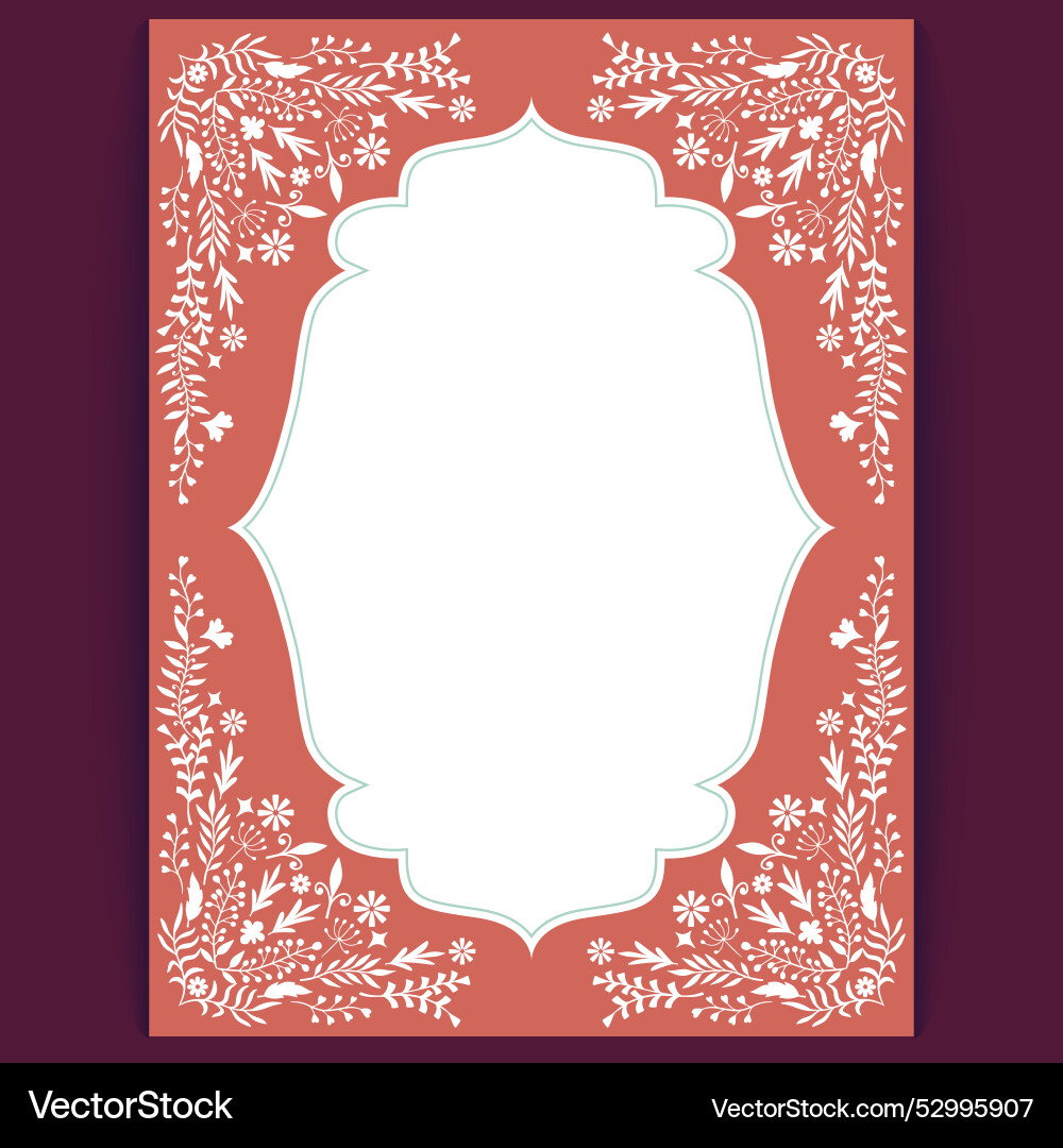 Bold red floral border design template Royalty Free Vector