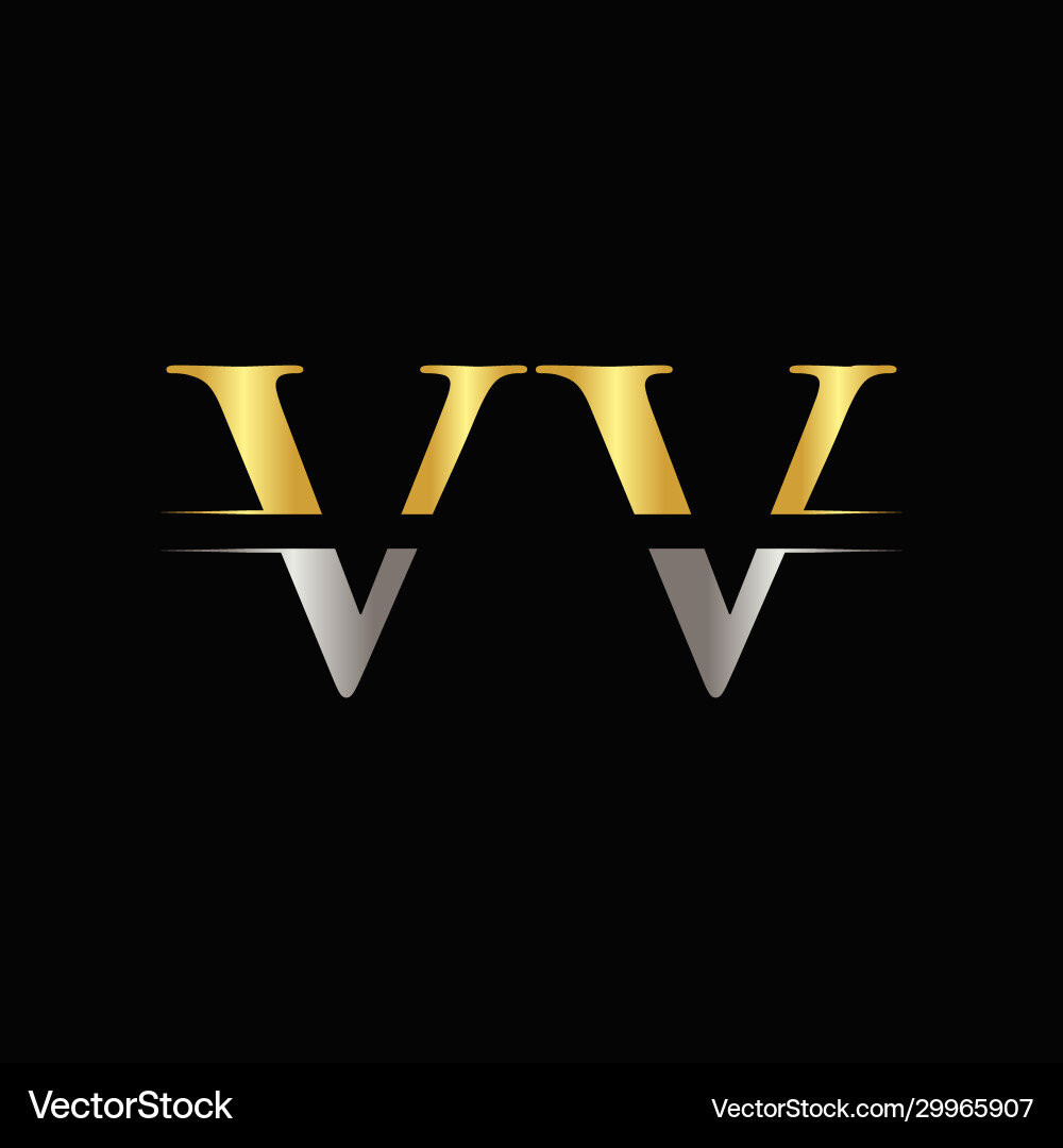Creative letter vv logo template with gold Vector Image
