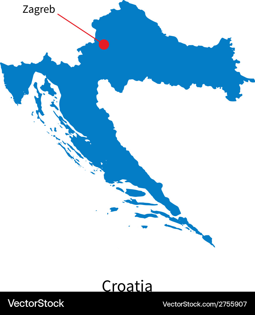 Croatia Map with Zagreb Royalty Free Vector Image