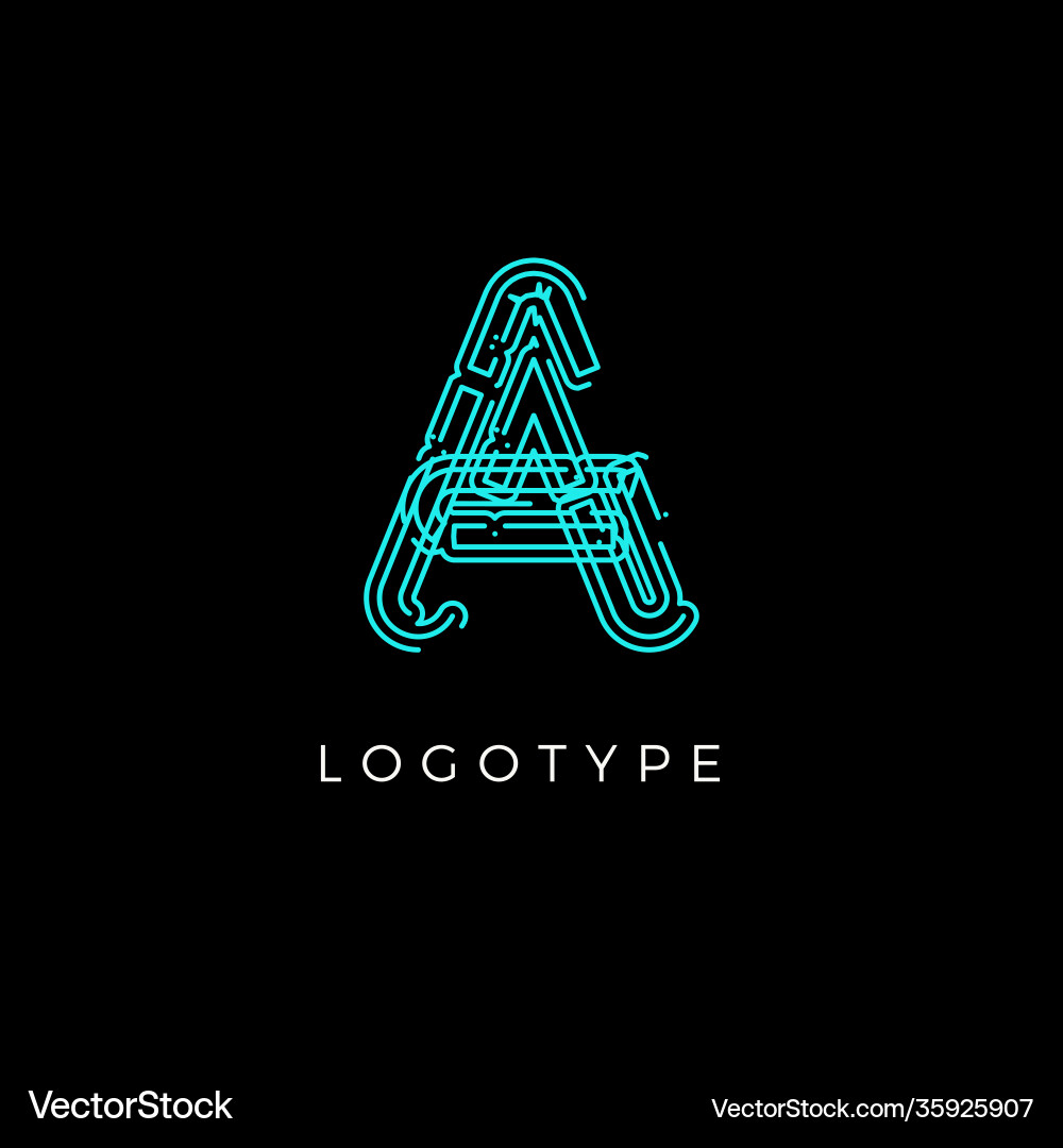 Cyber letter a for digital technology logo concept