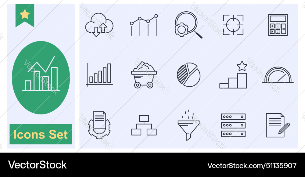 Data analytics icon set symbol collection logo Vector Image
