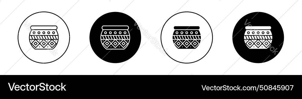 Indian pot icon set kitchen clay symbol mud Vector Image