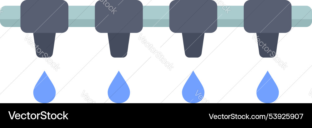 Irrigation system watering plants with water drops