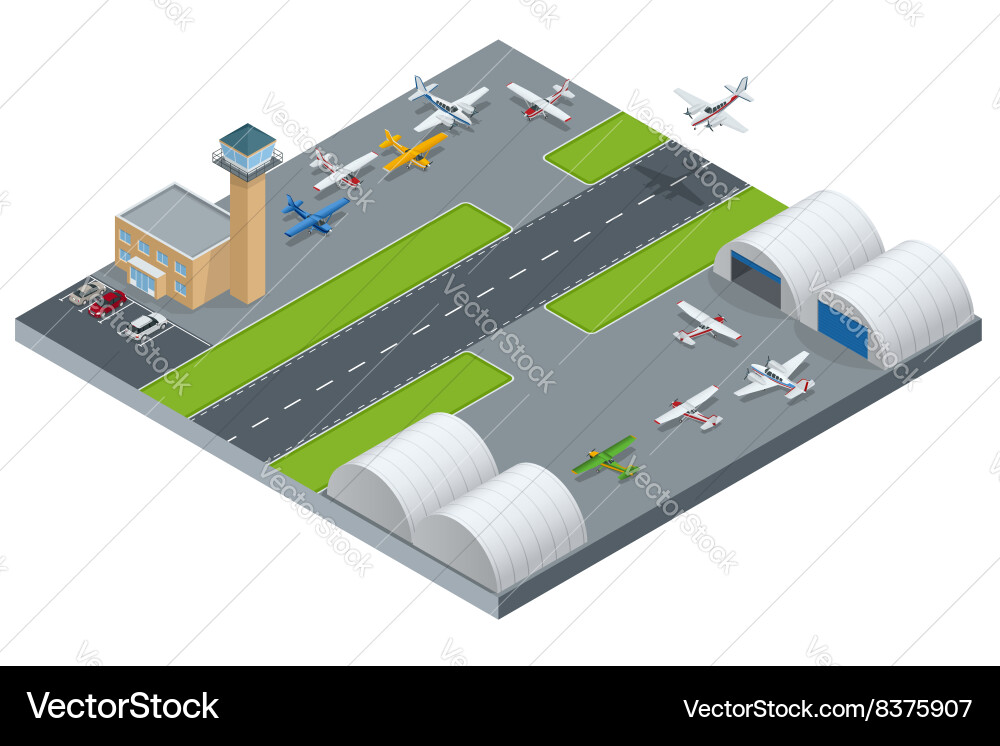 Isometric airport building Royalty Free Vector Image