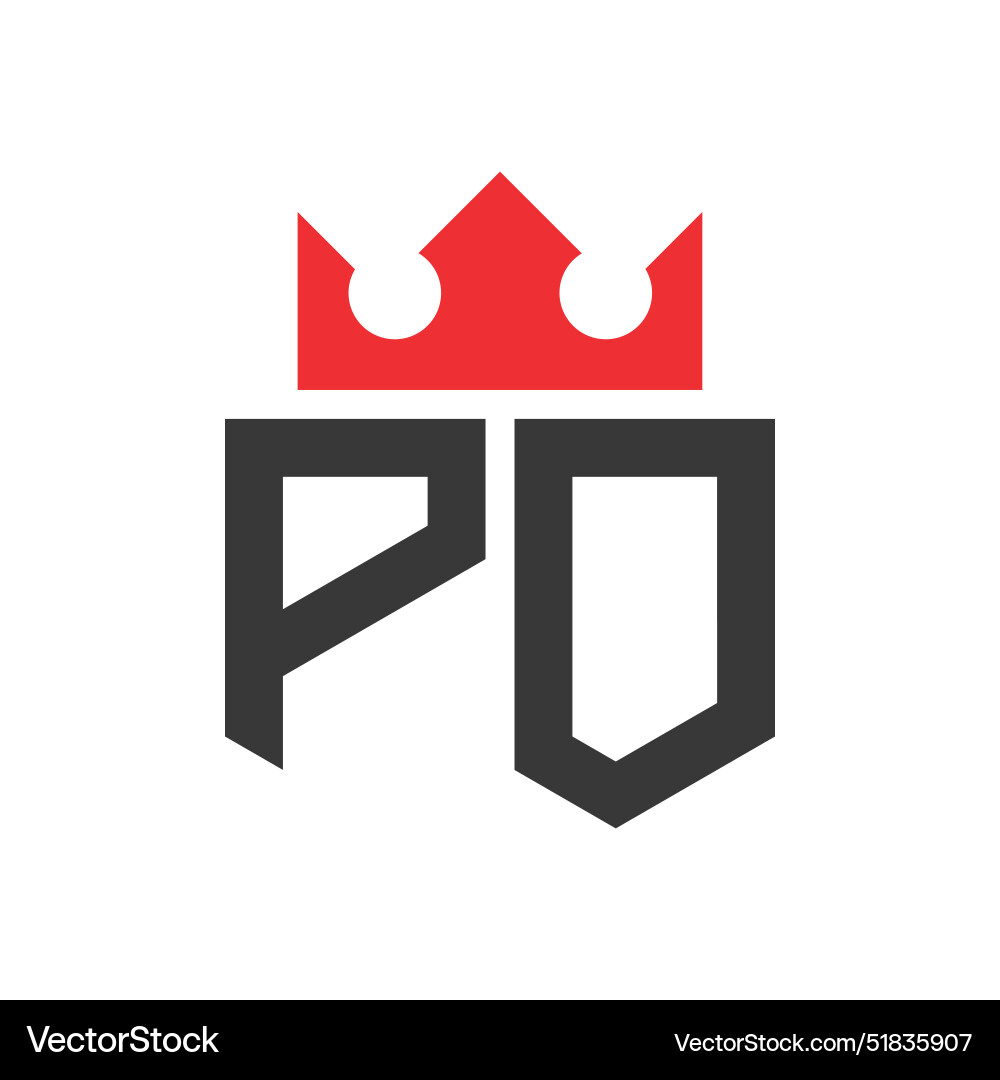 Letter po crown logo Royalty Free Vector Image