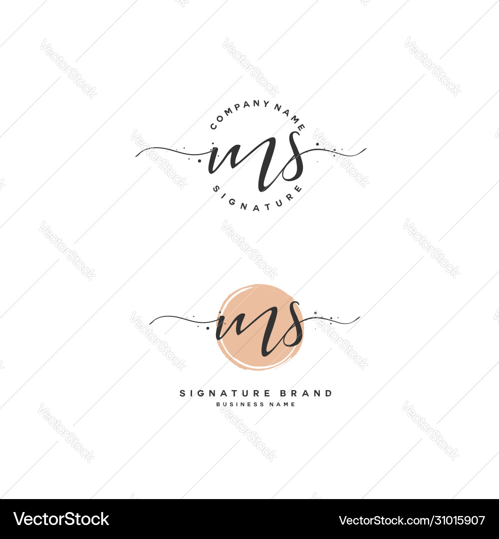 M s ms initial letter handwriting and signature Vector Image