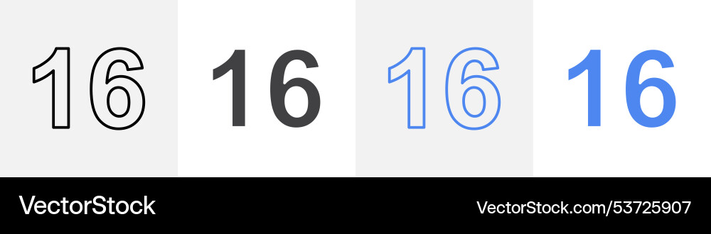 Number 16 icon set use for web Royalty Free Vector Image