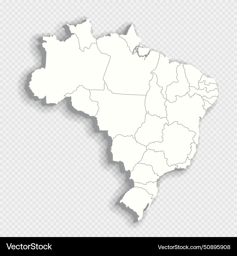 3d map of brazil with borders regions Royalty Free Vector