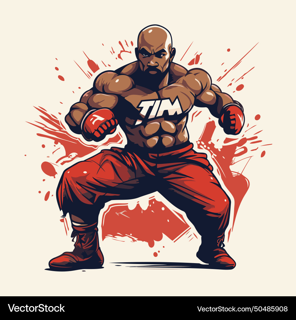 A strong man with boxing gloves martial arts Vector Image