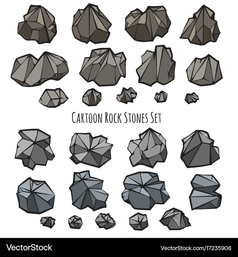Cartoon Rock Stone Set Royalty Free Vector Image