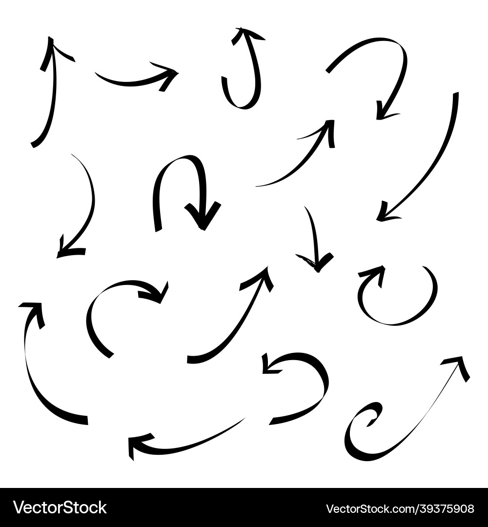 Hand drawn arrows icons set arrow icon Royalty Free Vector