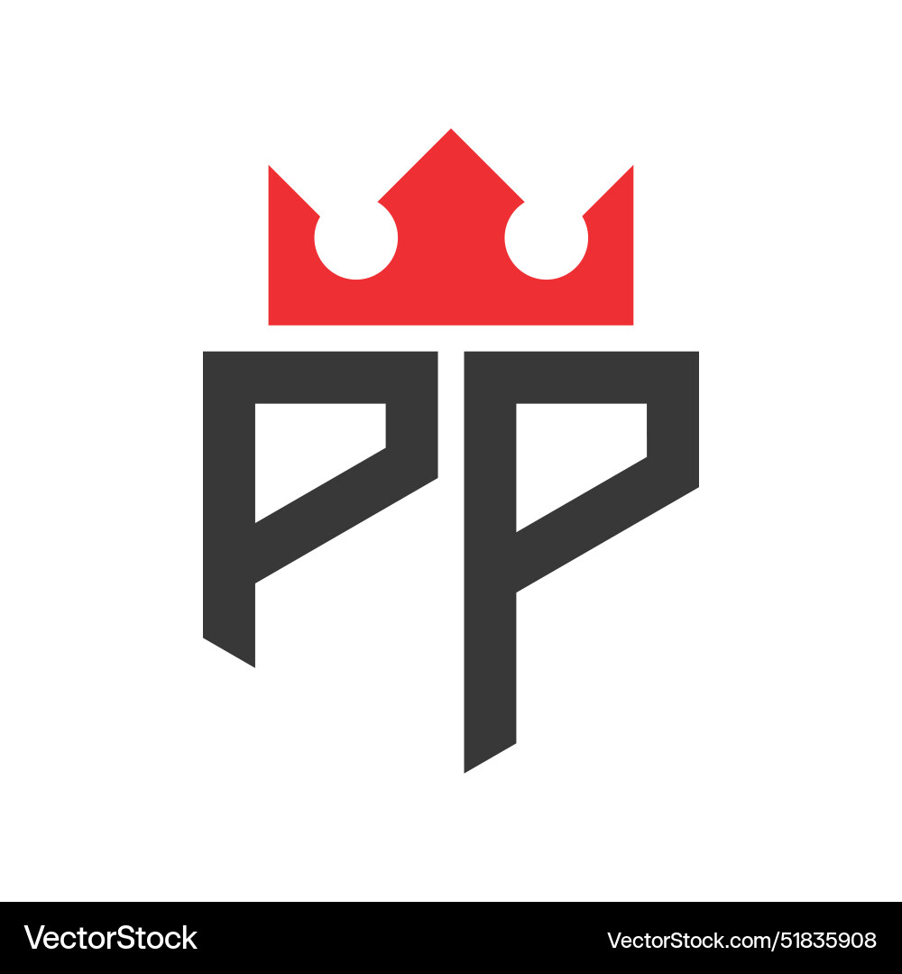 Letter pp crown logo crown on letter pp logo Vector Image