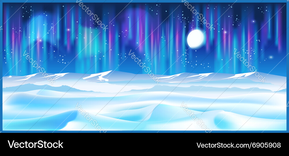Northern Lights Landscape Royalty Free Vector Image