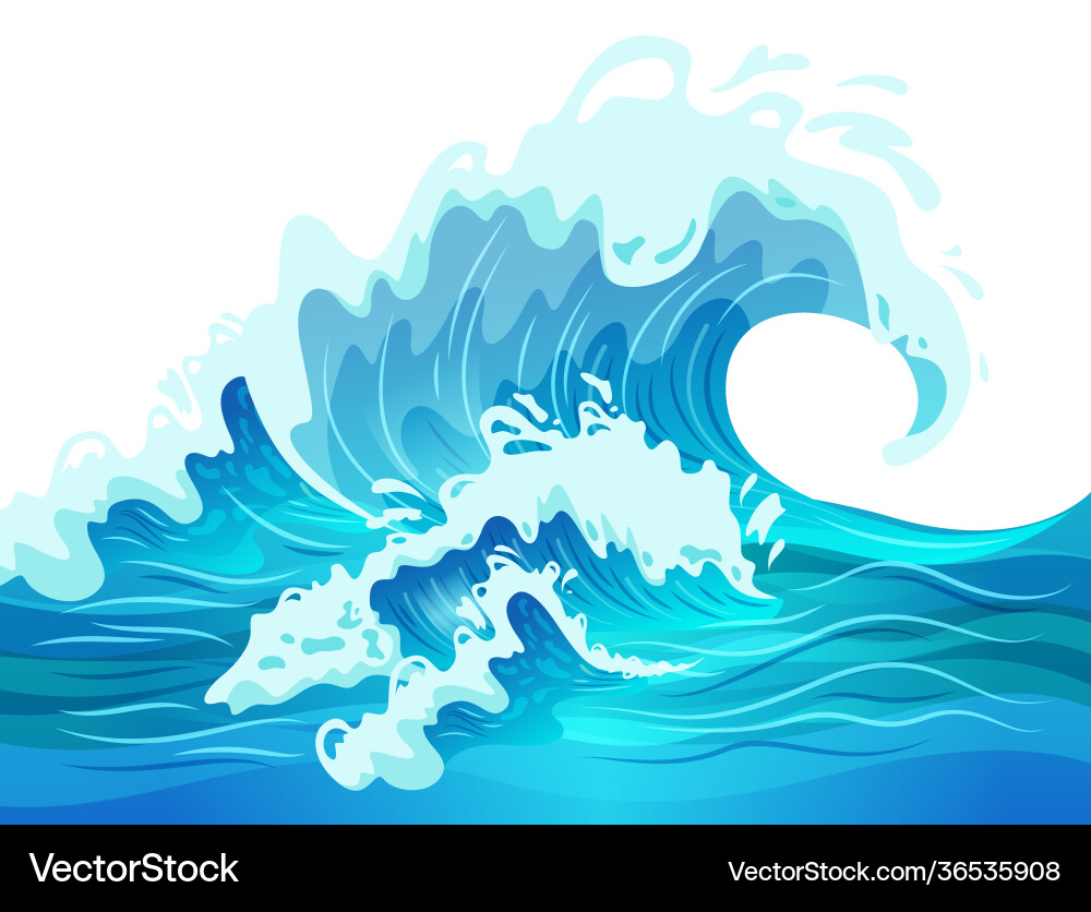 Ocean Wave Flat Vector Royalty Free Vector Image