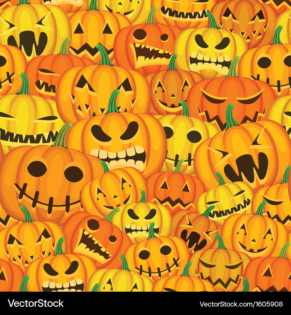 Pumpkins seamless background Royalty Free Vector Image