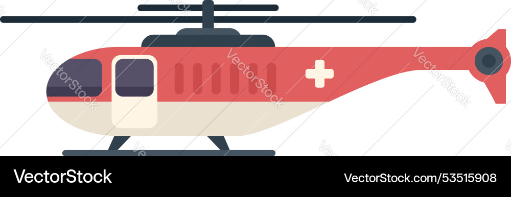 Red medical helicopter flying and transporting Vector Image