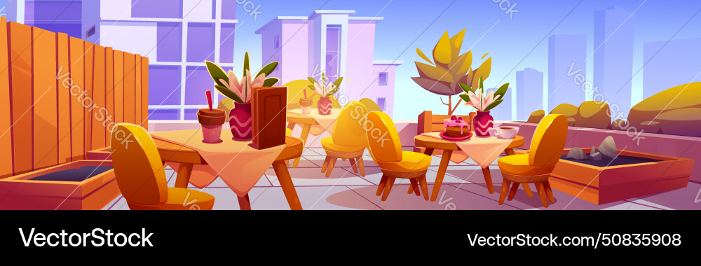 Rooftop cafe on sunny day Royalty Free Vector Image