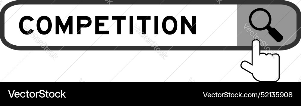 Search banner in word competition with hand over Vector Image
