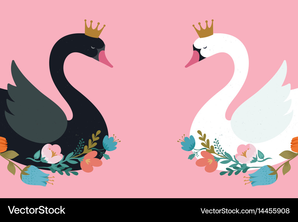 Swan lake greeting card poster Royalty Free Vector Image