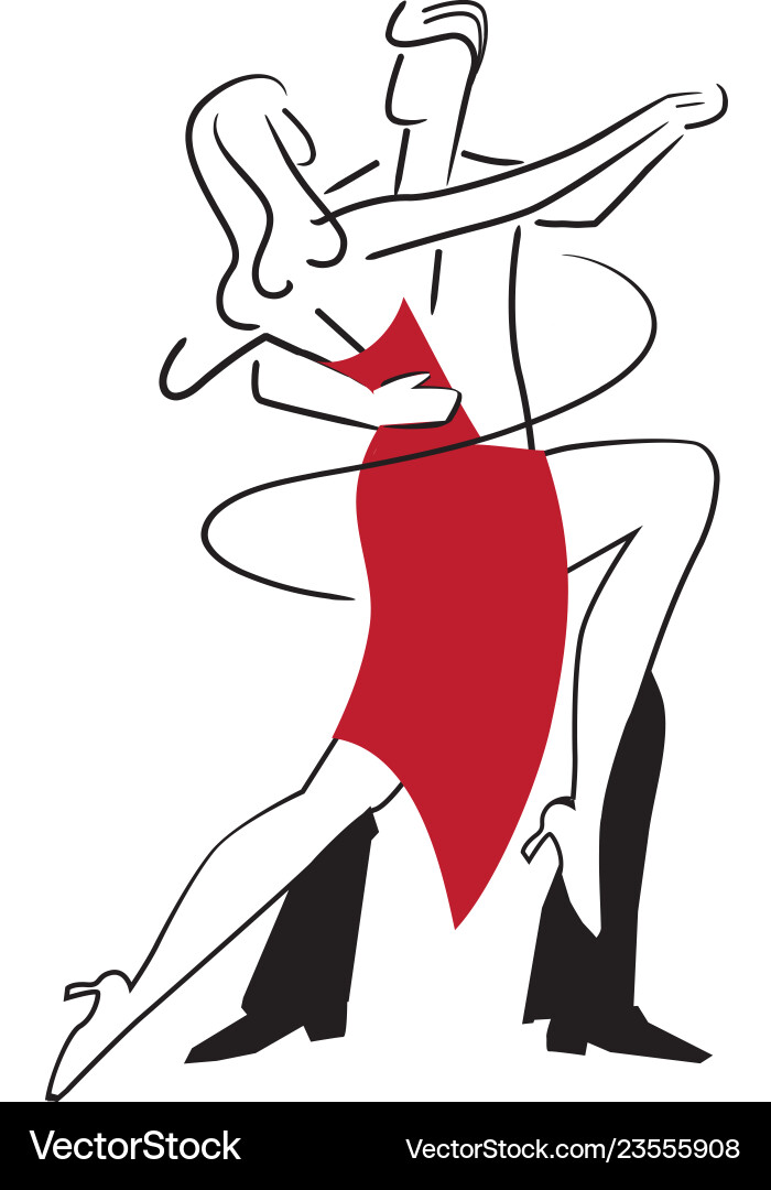 Tango Couple in Red Dress Royalty Free Vector Image