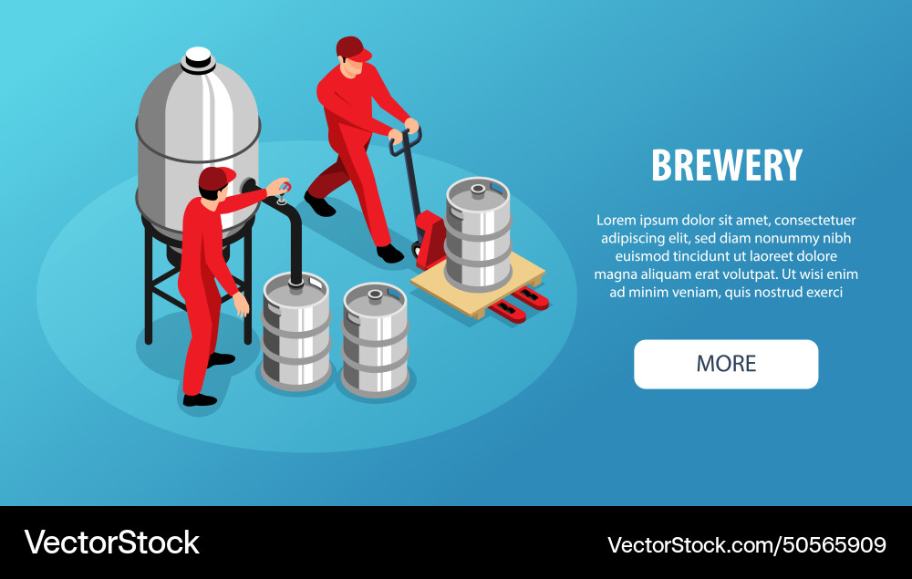 Brewery isometric banner Royalty Free Vector Image