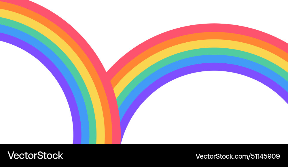 Flat wide rainbow arc shape half circle bright Vector Image