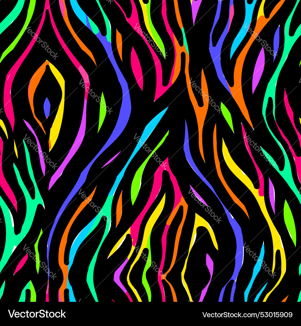 Neon zebra skin seamless pattern Royalty Free Vector Image