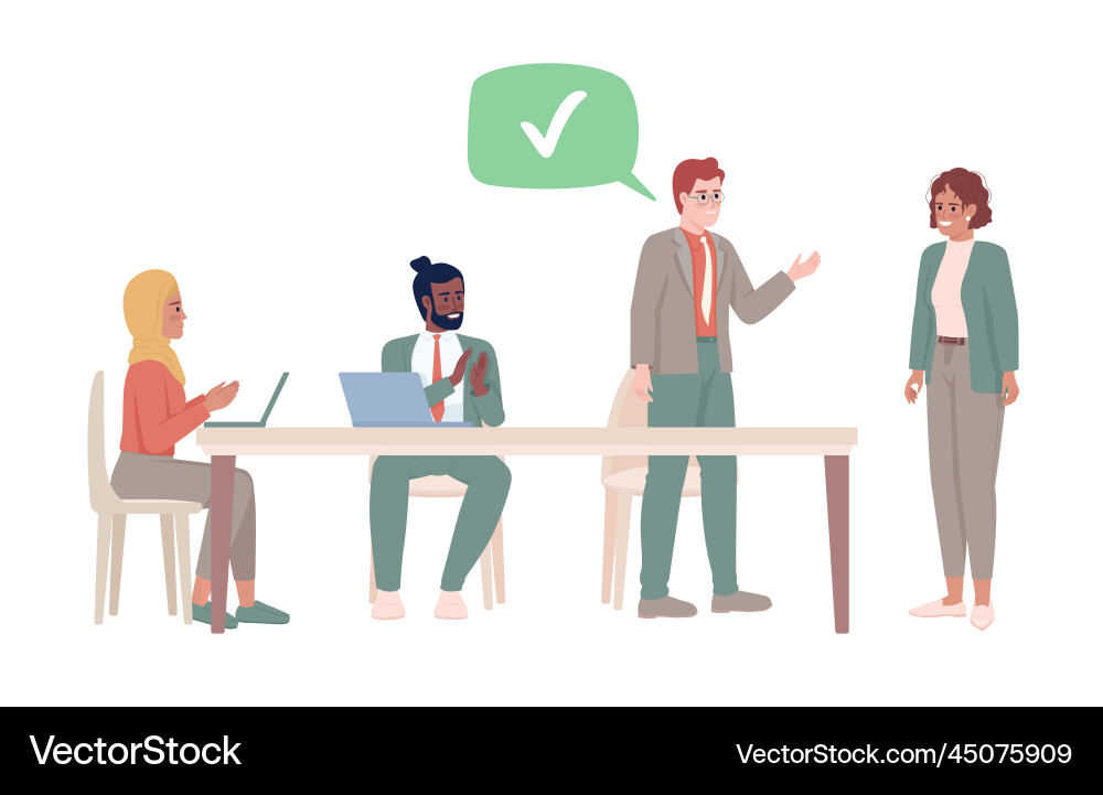 New employee introduction semi flat color Vector Image
