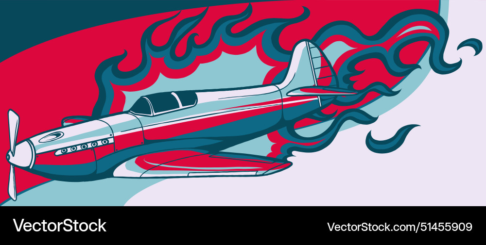Of vintage airplane with Royalty Free Vector Image