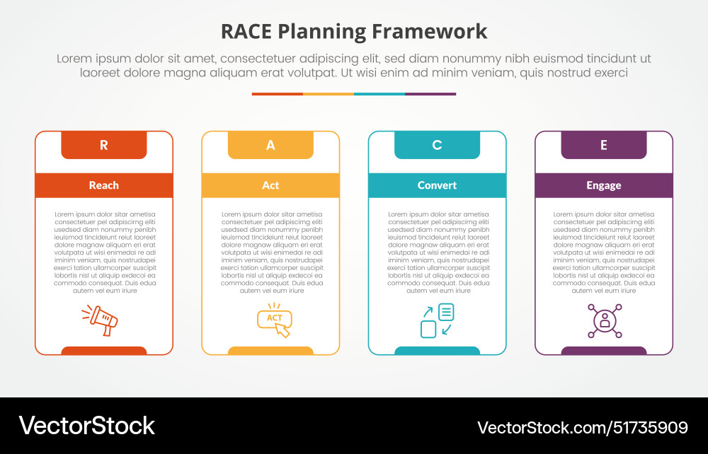 Race framework infographic concept for slide Vector Image