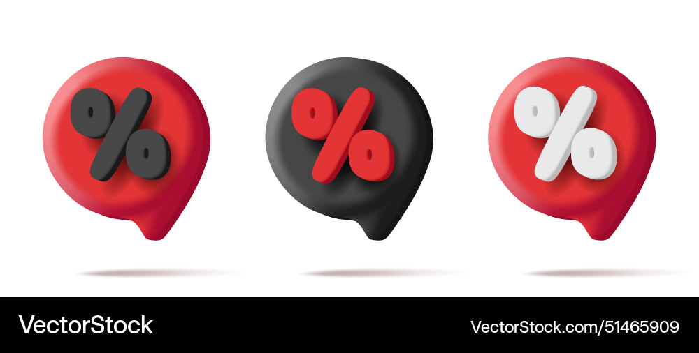 Set of 3d speech bubbles tags with discount Vector Image