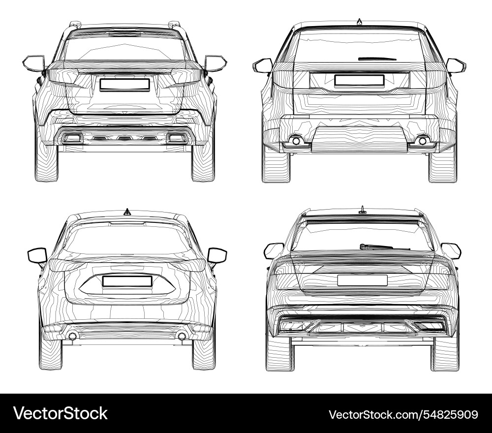 Set of contours different models cars flat Vector Image