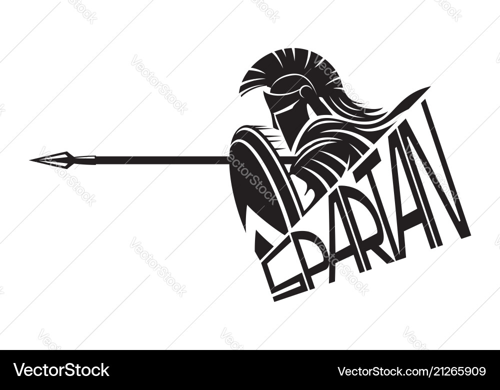 Spartan with a spear and shield Royalty Free Vector Image