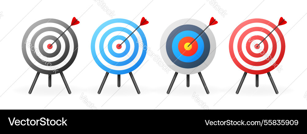 Target icon set archery targets bullseye in the Vector Image