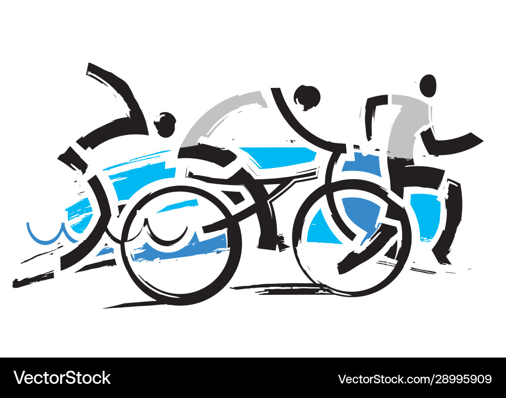 Triathlon competition athletes Royalty Free Vector Image