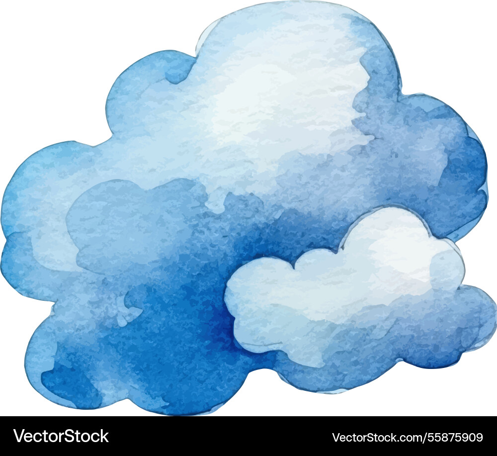 Watercolor painted cloud hand drawn design Vector Image