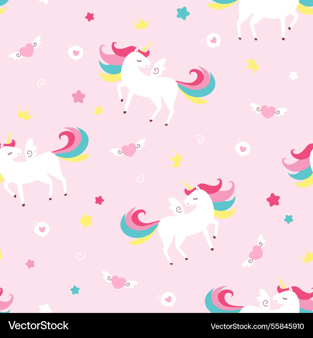 Adorable Unicorn Seamless Pattern Royalty Free Vector Image
