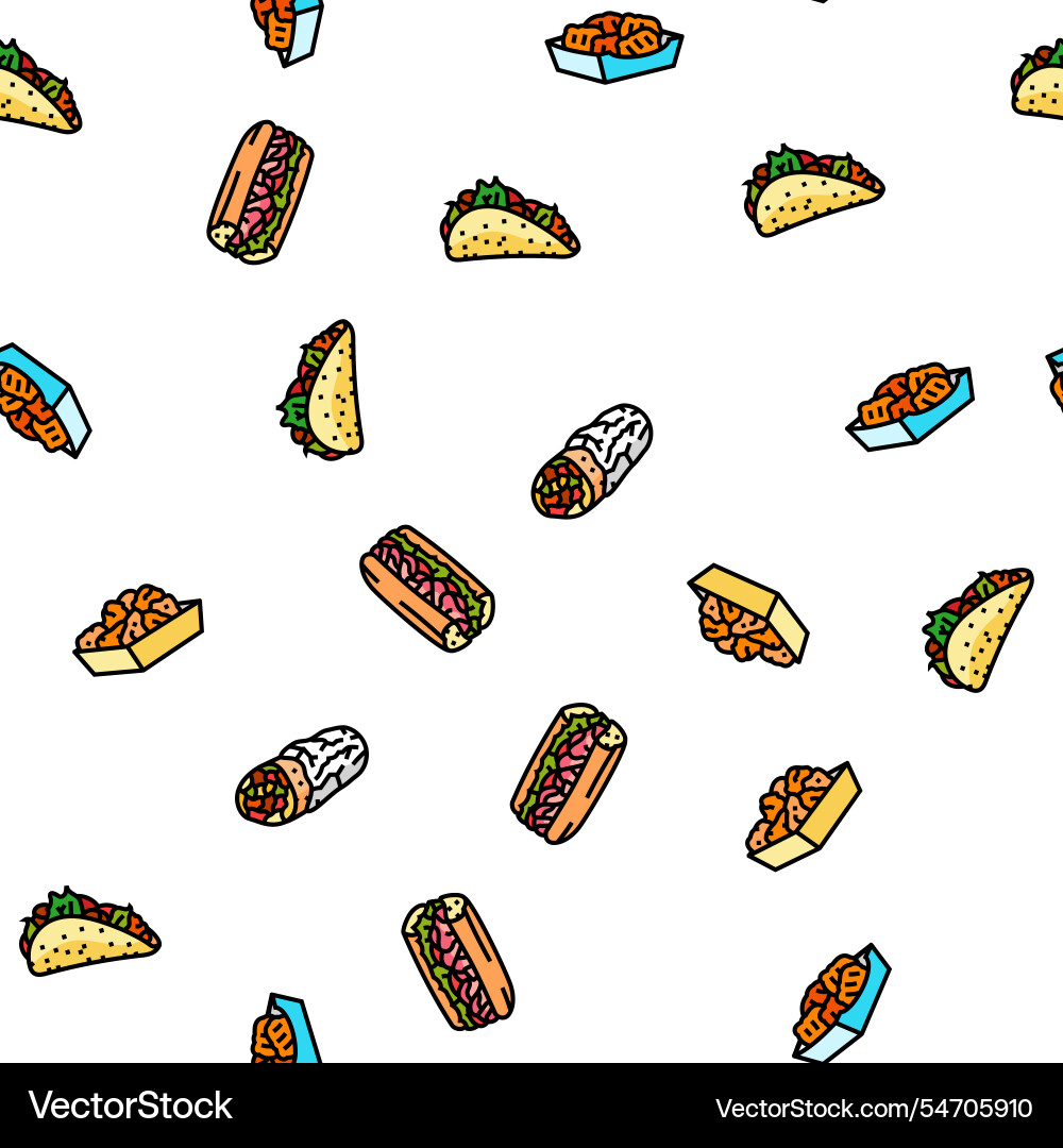 Fast food burger hamburger pizza seamless pattern Vector Image