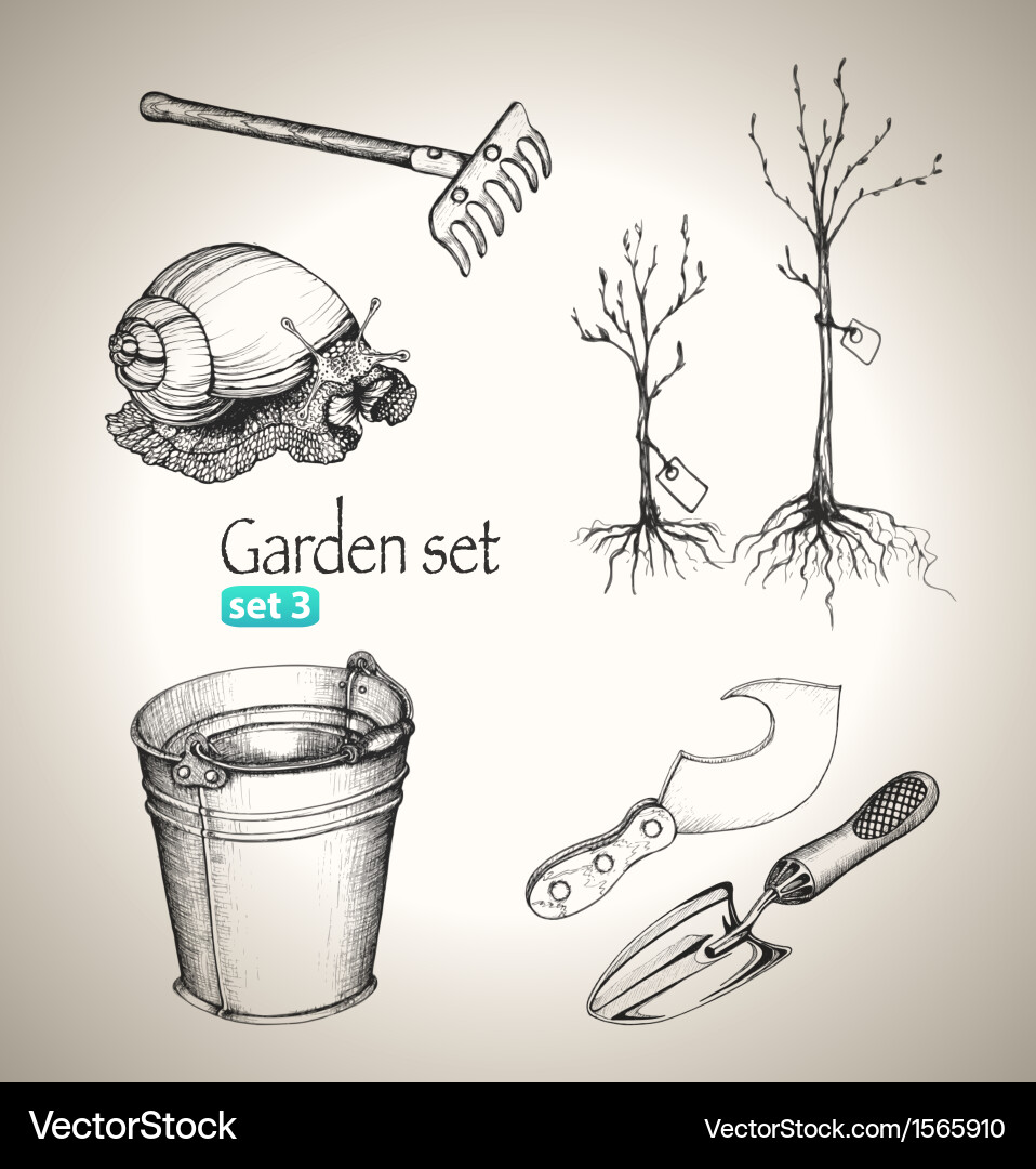 Garden set Royalty Free Vector Image - VectorStock