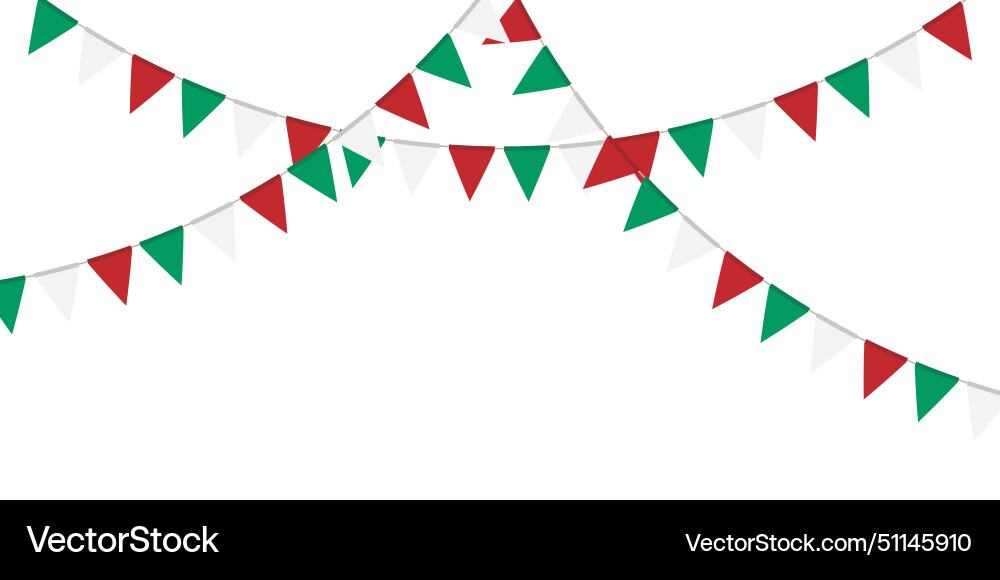 Green white and red flag garland triangle Vector Image