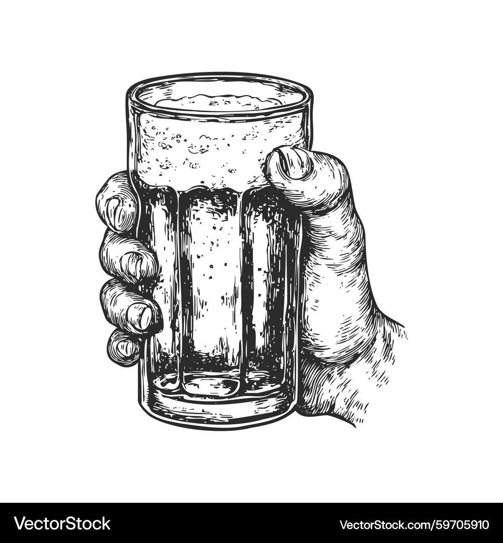 Hand Holding Frothy Drink Royalty Free Vector Image